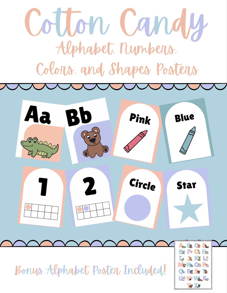 Cotton Candy Classroom Decor - Alphabet, Numbers, Colors, and Shapes - Etsy