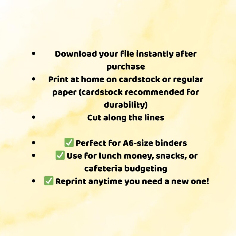 Lunch Money Budget Envelope | Printable Digital Cash Envelope | Back to ...