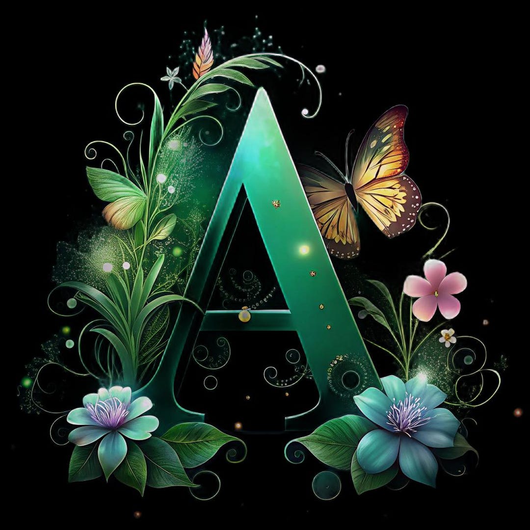Floral Glow Letter A PNG | Botanical Alphabet Initial | Luminous Flower ...