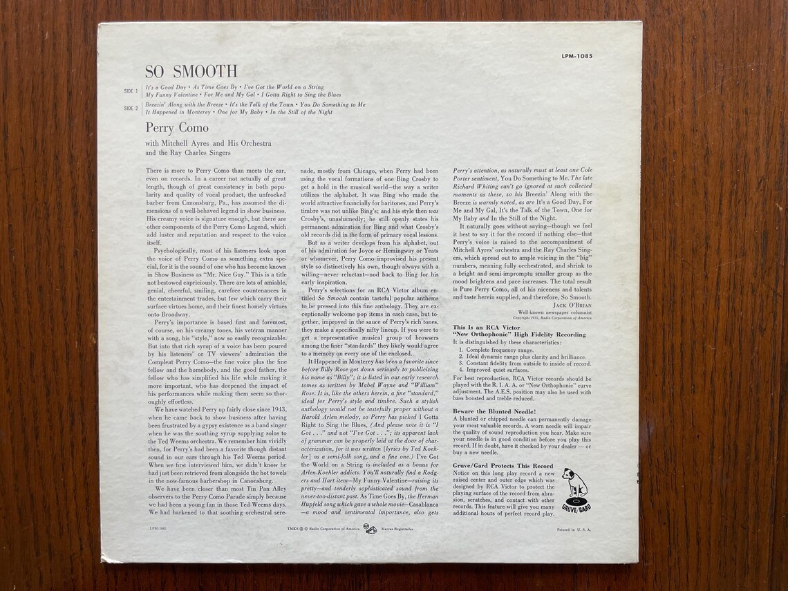 So Smooth, Perry Como, Vinyl Record - Etsy