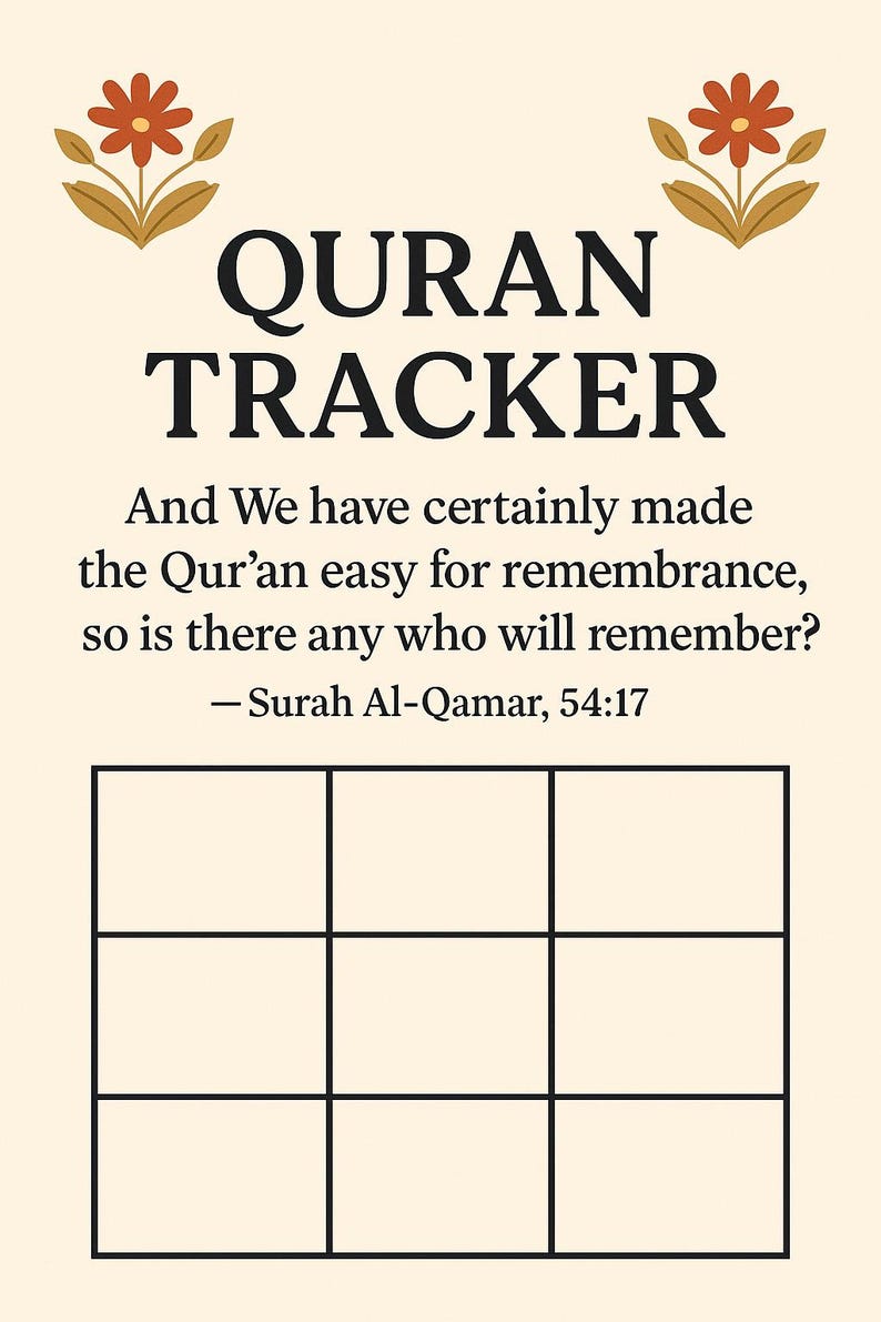 First 10 Juz Quran Tracker Printable | Islamic Digital Quran Reading ...