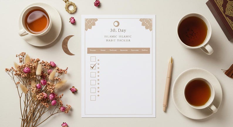 30-day Islamic Habit Tracker Printable | Muslim Daily Routine Planner ...
