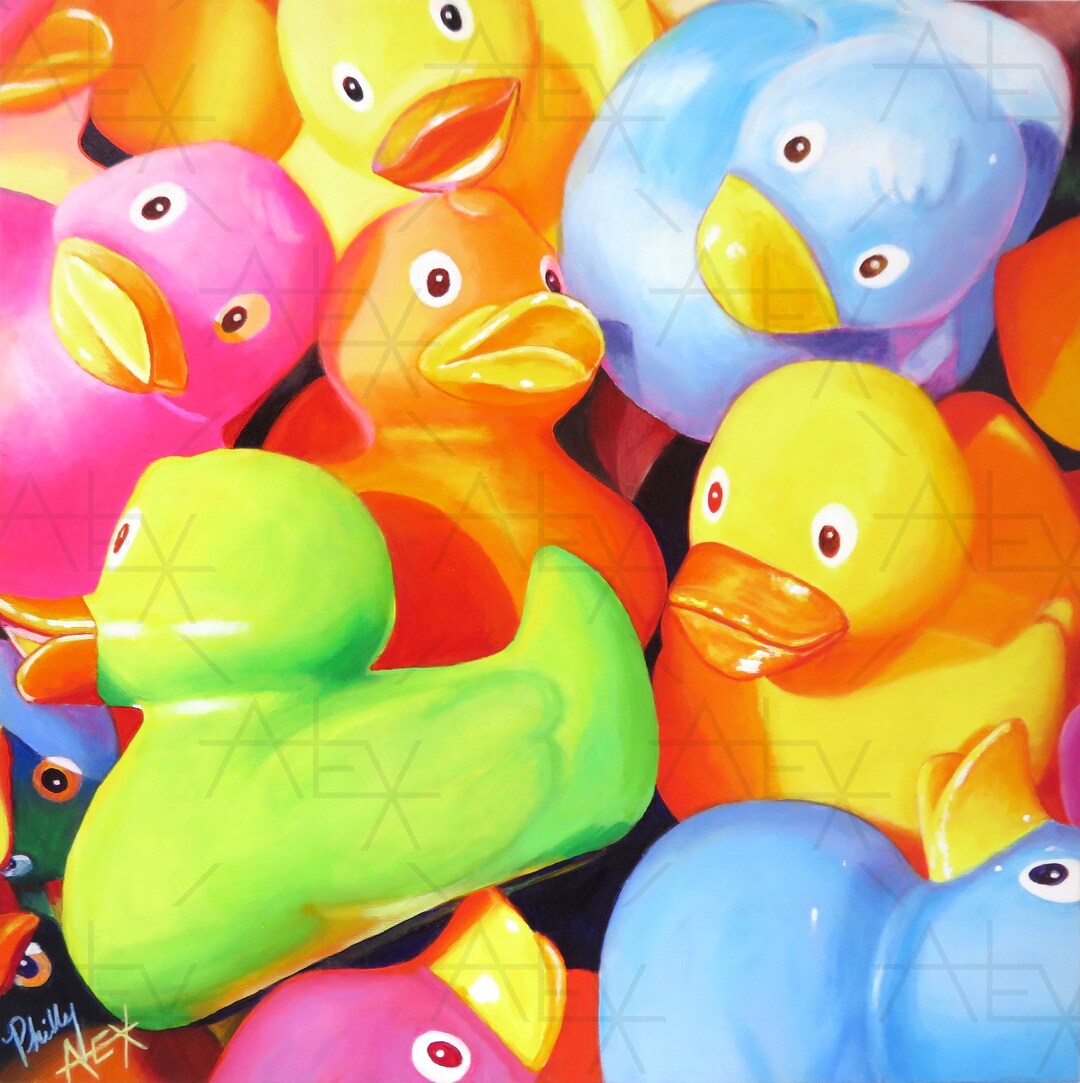 Rainbow Rubber Duckies Giclee Art Print, Unframed, 12 Inches - Etsy
