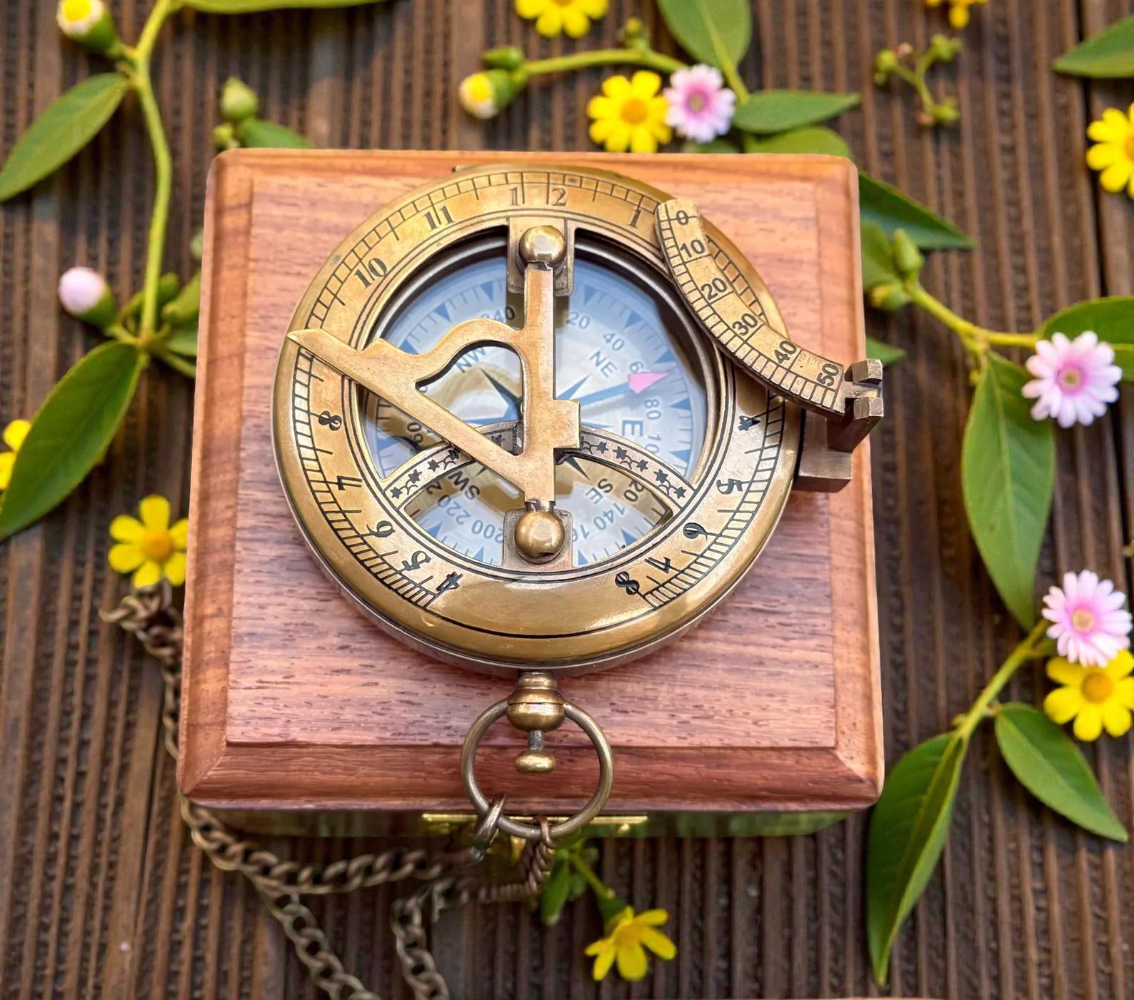 Personalized Brass Sundial Compass, Anniversary Gift, Engraved Compass ...