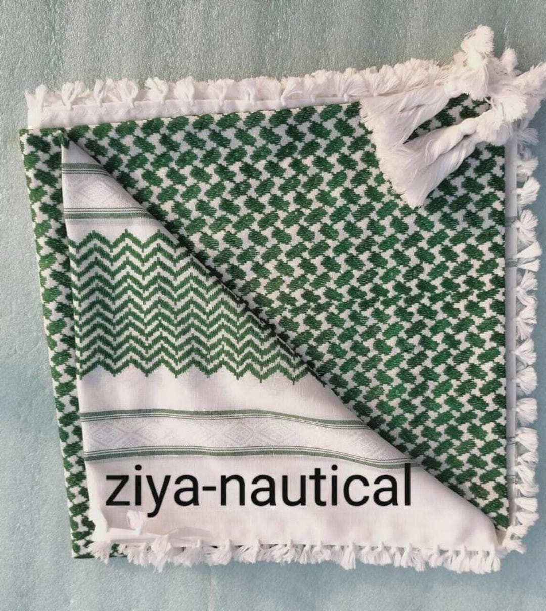 Green & White Cotton Keffiyeh Scarf: Arabic Shemagh Headscarf - Etsy