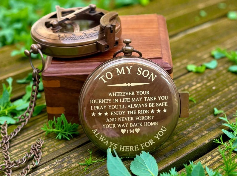 Personalized Brass Sundial Compass, Anniversary Gift, Engraved Compass ...