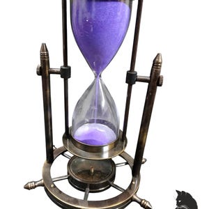 Brass Sand Hourglass With Compass, Nautical Decor Timer, Vintage ...