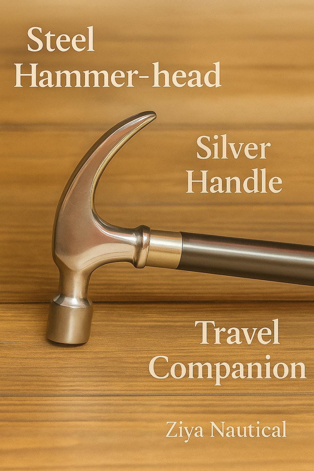 Hammer Head Wooden Walking Stick: Handmade Brass Travel Cane - Etsy
