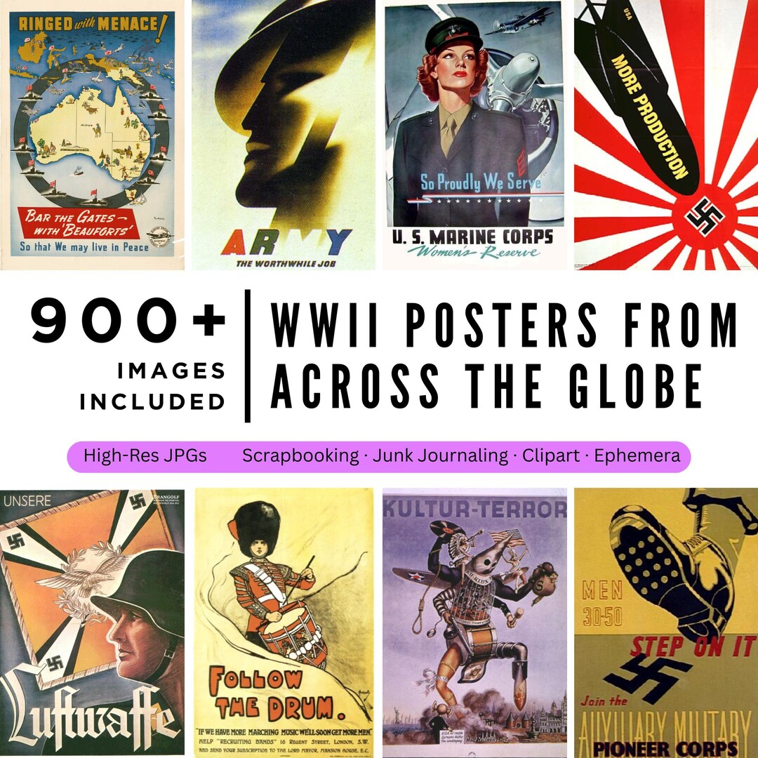 WWII Propaganda Art Bundle: 900+ Global Military Images (JPG Digital ...