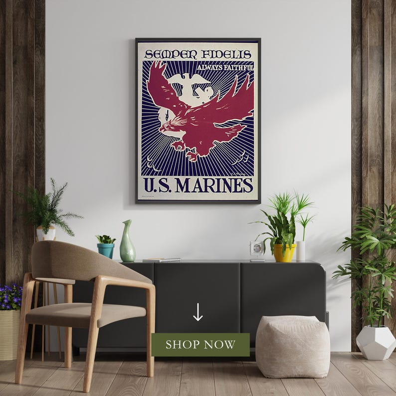 Semper Fidelis US Marines WWII Poster: Eagle, Globe & Anchor, Gift for ...