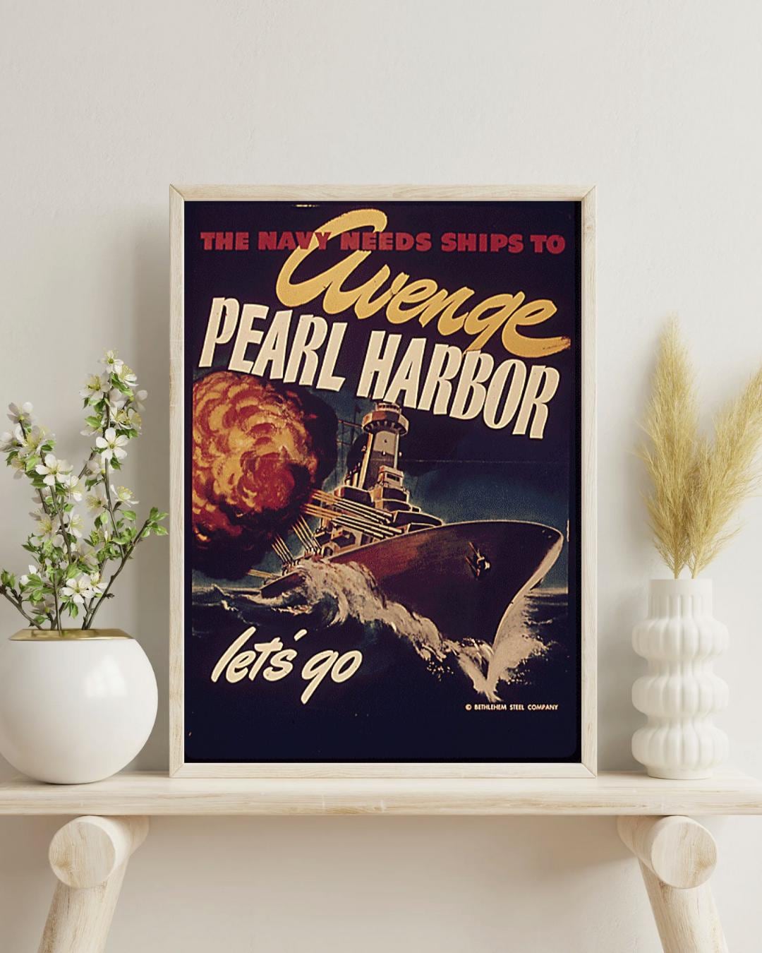 World War II Poster – Avenge Pearl Harbor – Vintage Navy War Propaganda ...