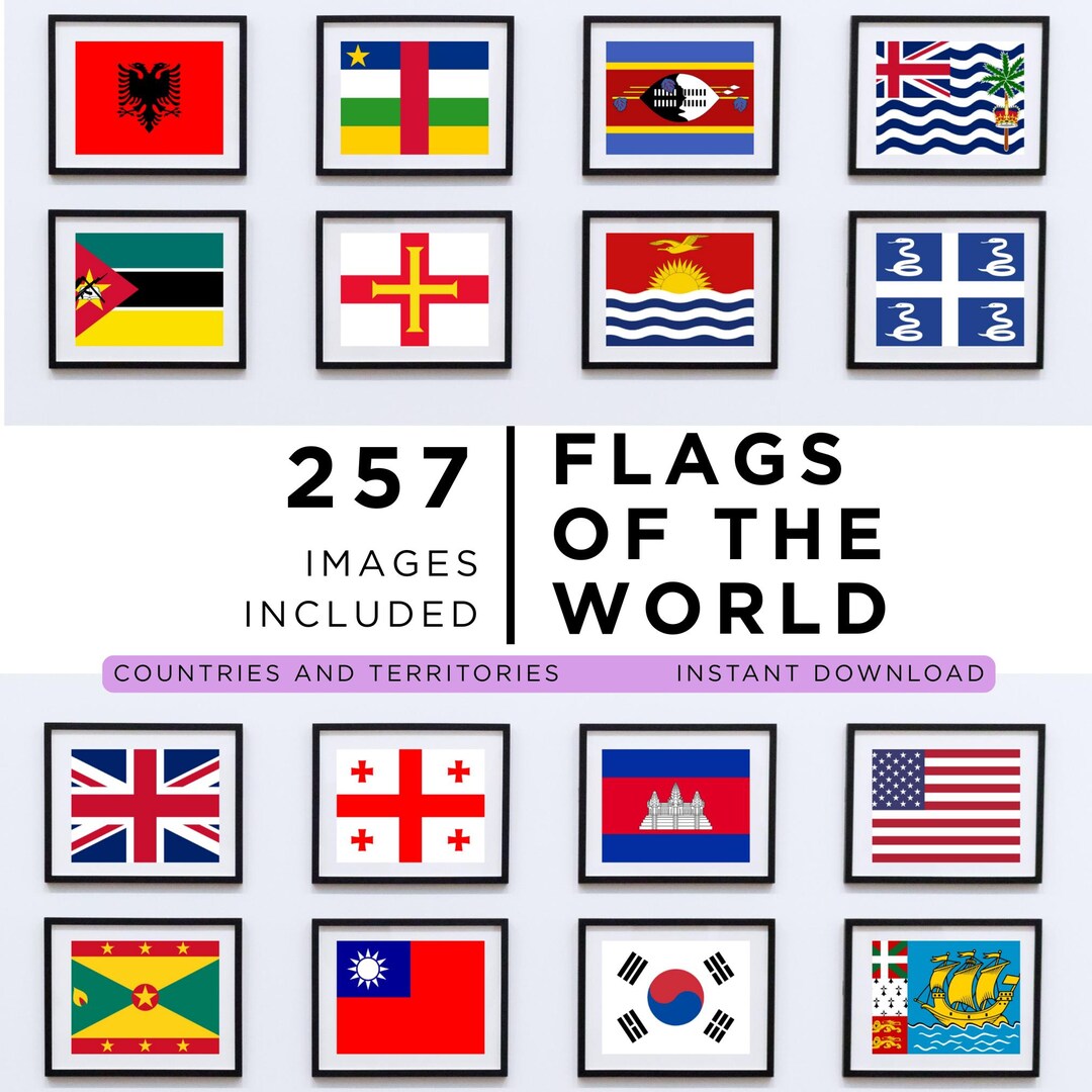 World Flags Clipart Bundle: 247 Country Flag Images (JPG Digital ...