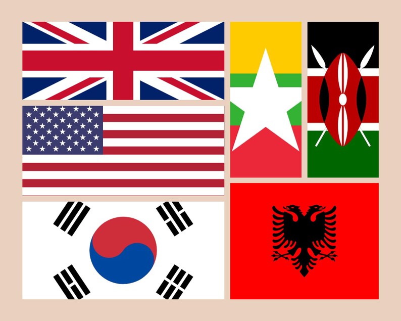 World Flags Clipart: International Banners, Scrapbooking Ephemera (JPG ...