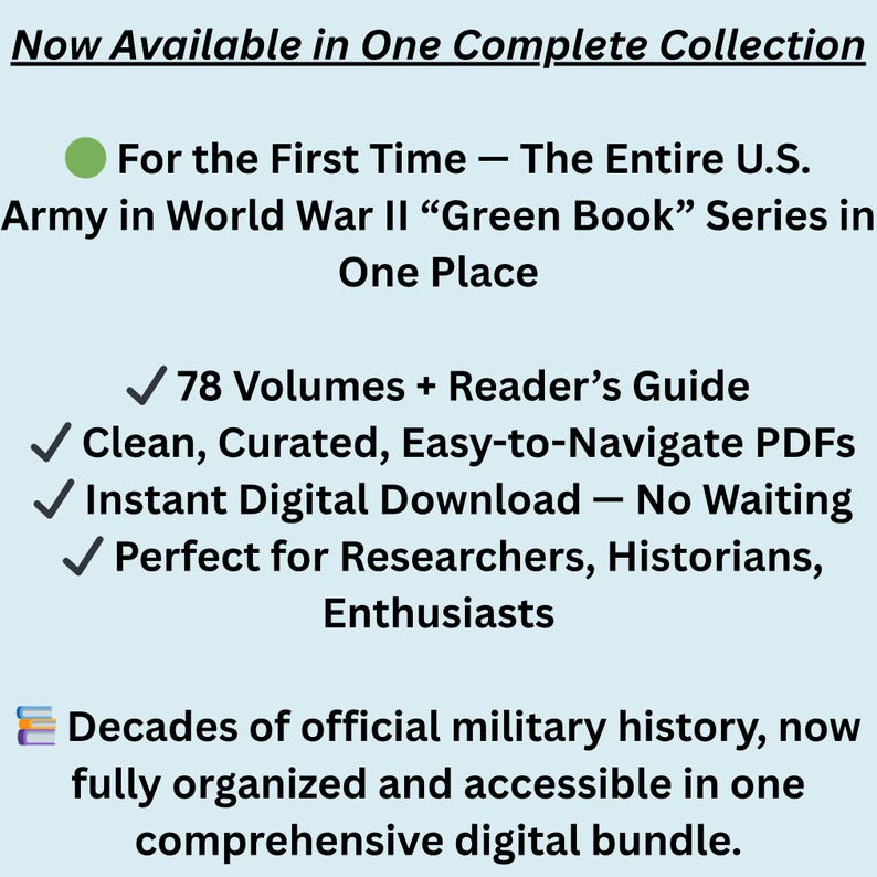 WWII US Army Green Book Series: 78 Volume Military History (PDF ...