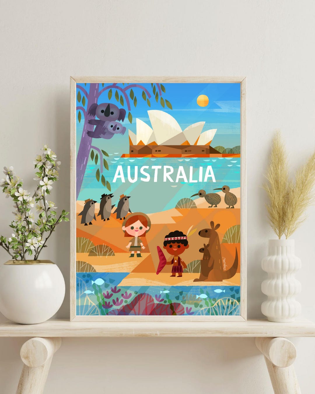 Australia Travel Poster: Koalas, Opera House, Coral Reef (digital ...