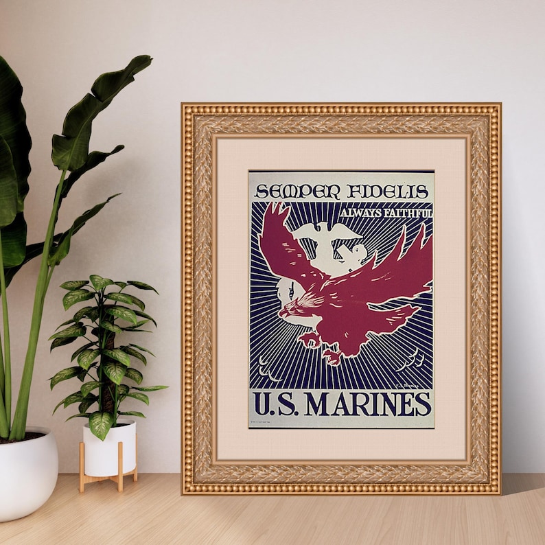 Semper Fidelis US Marines WWII Poster: Eagle, Globe & Anchor (digital ...