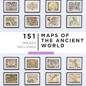Ancient Maps Bundle 151 Printable Historic Cartography Images Old World Atlas Map Art Vintage ...
