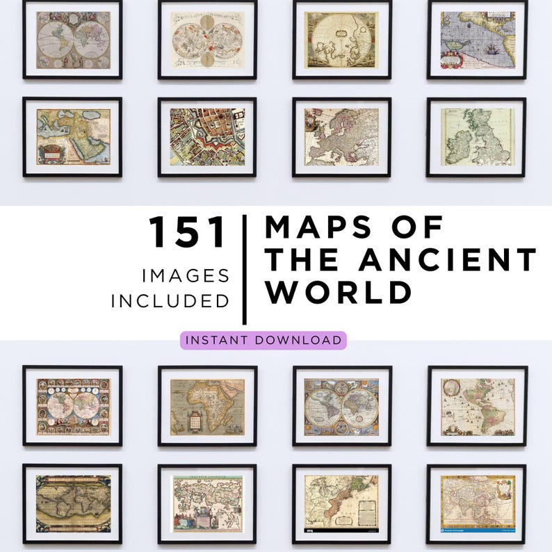 Ancient Maps Bundle: 151 Vintage Cartography Images (JPG Digital ...