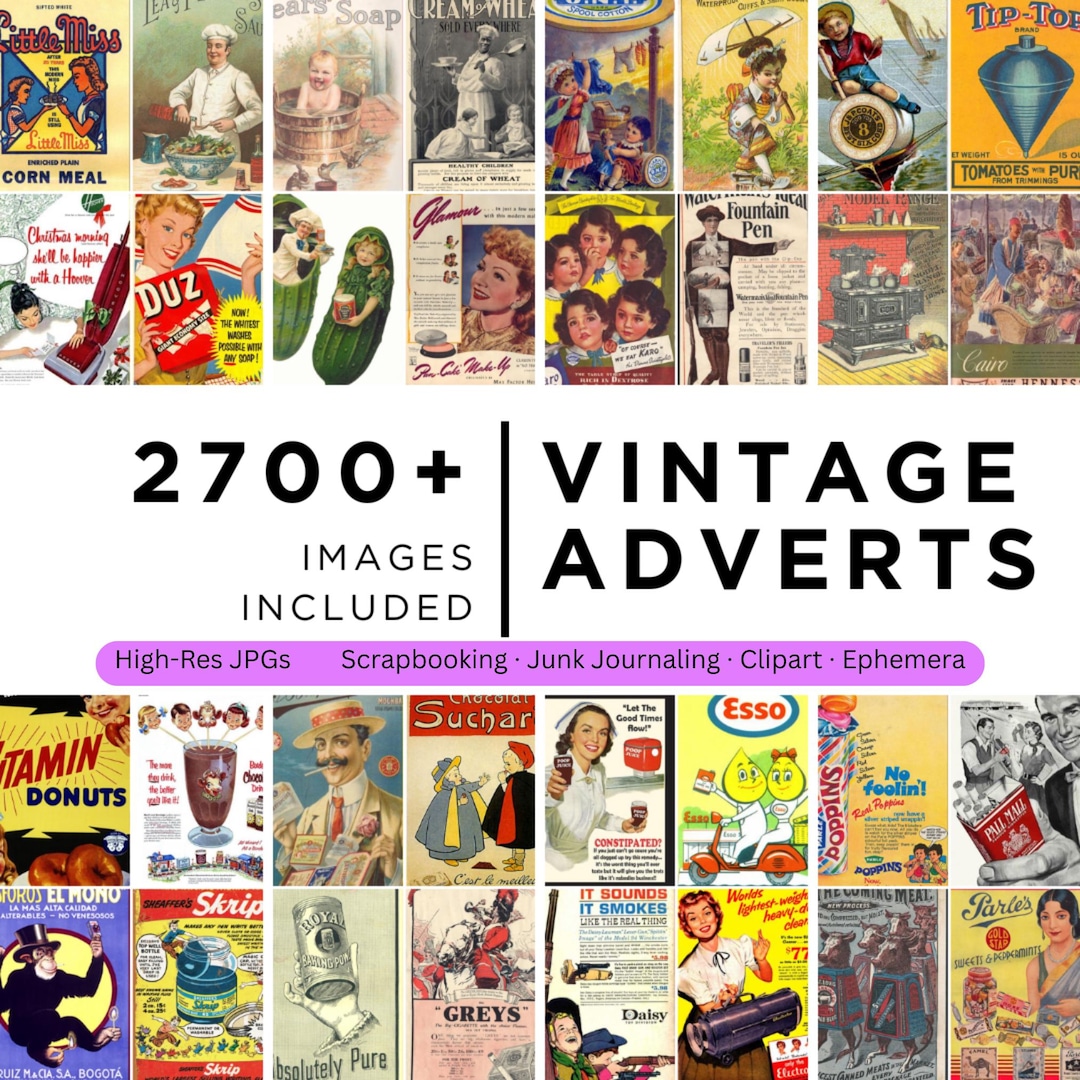 2700+ Vintage Ads Clipart: Printable Ephemera for Scrapbooking (JPG ...
