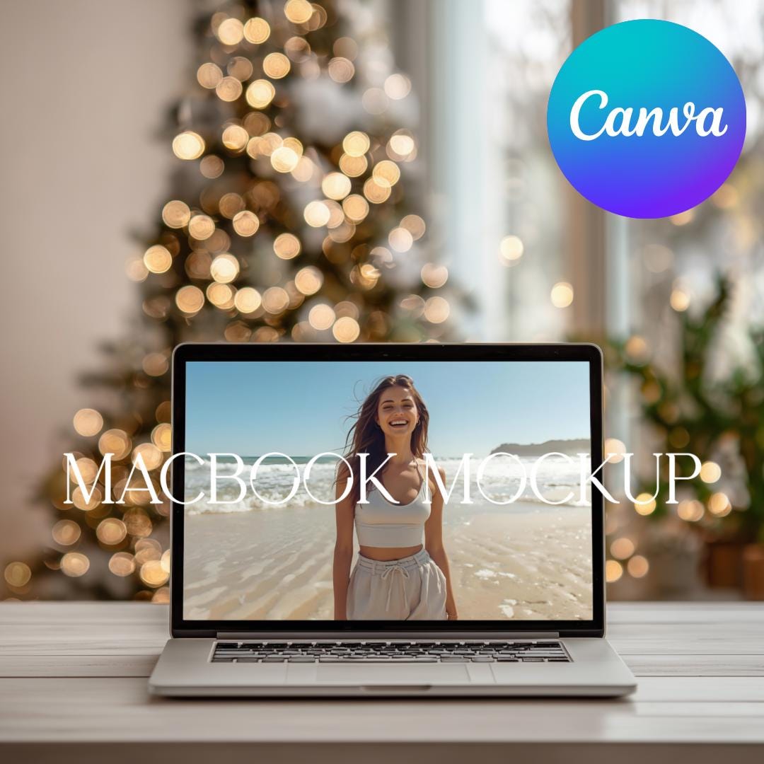 Christmas MacBook Mockup, Cozy Holiday Laptop Mockup With Christmas ...