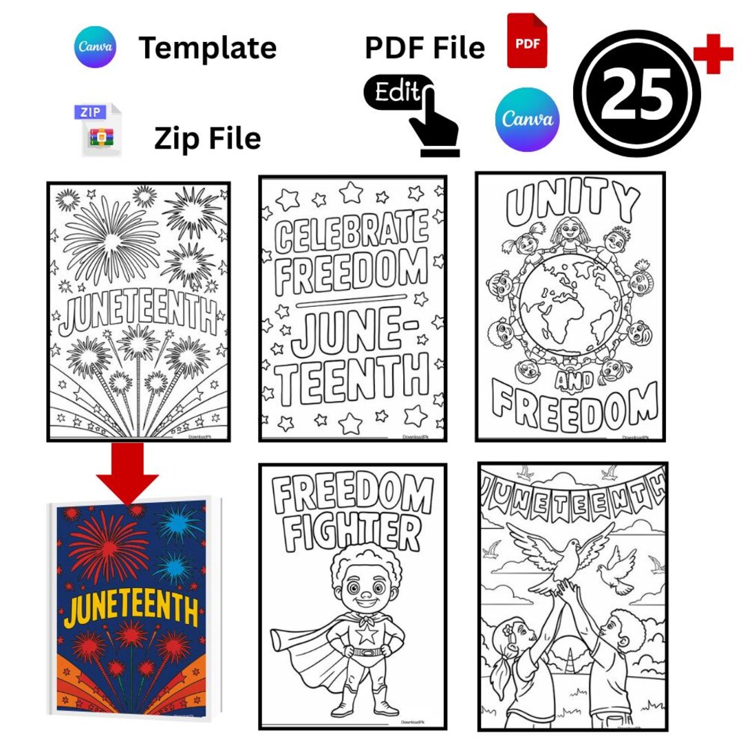 25+ Juneteenth Coloring Book for Kids and Adults: Freedom Day ...