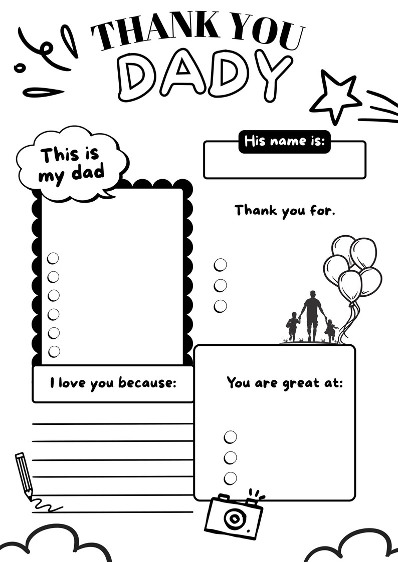 Kids Father's Day Gift - Printable About My Dad Questionnaire ...