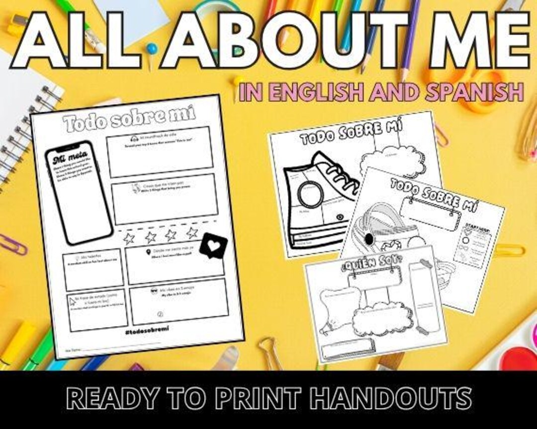 All About Me Spanish & English Back to School Handouts | Bilingual ...