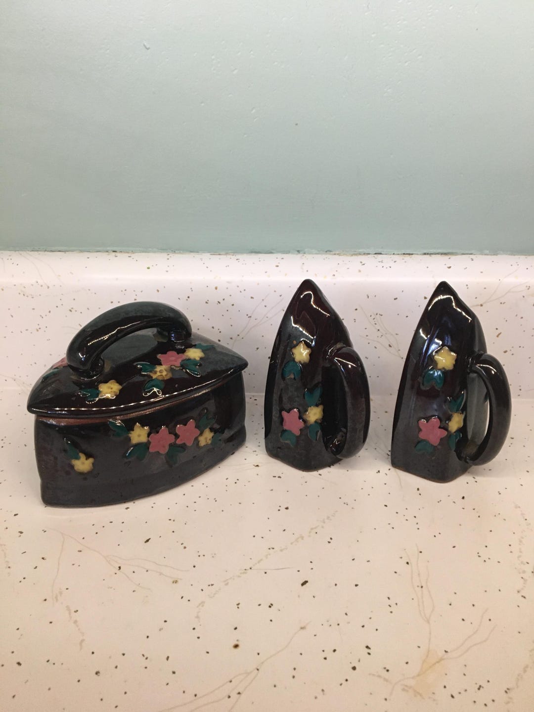Vintage Iron Salt and Pepper Shakers and Container, Made in Japan - Etsy
