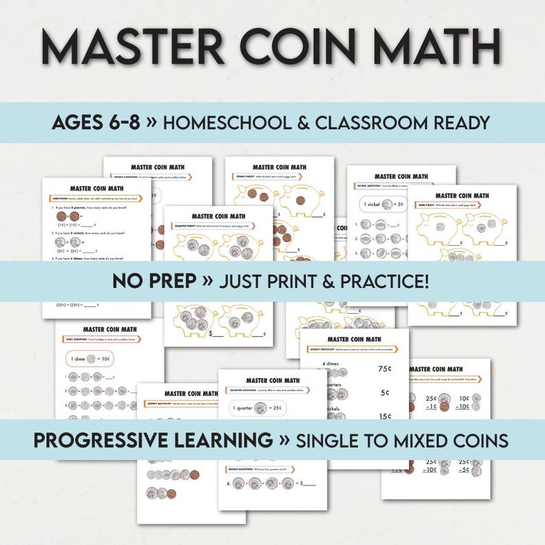 Coin Counting Worksheets – U.S. Money Math Printable (digital Download ...