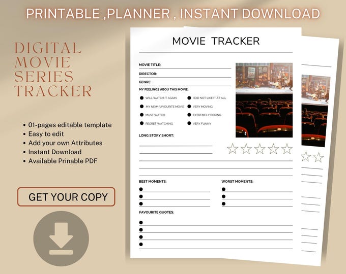 Digital Movies & Series Journal, Digital Movie TV Show Planner, Movie ...