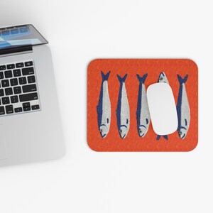 Fish Mosaic Mouse Pad - Elegant Rectangle Desk Mat, Cute Animal Design ...