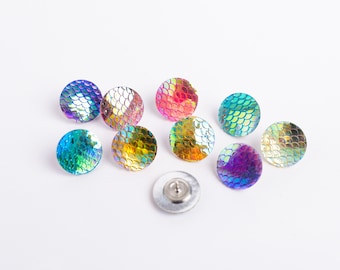 Mermaid Scale Push Pins | Decorative Irridescent Thumbtacks | Bulletin ...