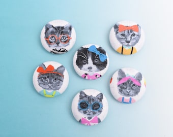 Pink and Black CAT MAGNETS Cute Locker Magnets for Girls Refrigerator ...