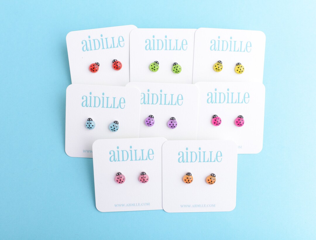 Little Ladybug Earrings With Titanium Posts- Choose From 8 Colors - Etsy