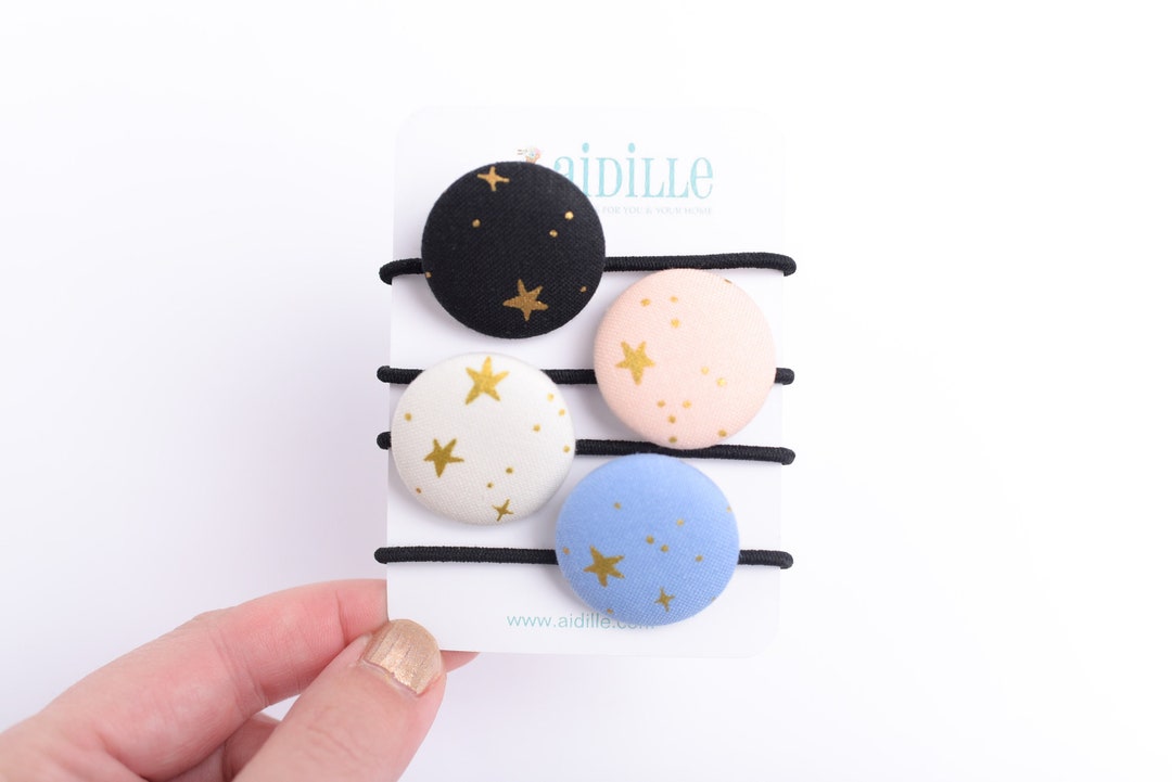 Gold Star Fabric Button Hair Elastic Set of 4, Pigtail Holders, Rifle ...