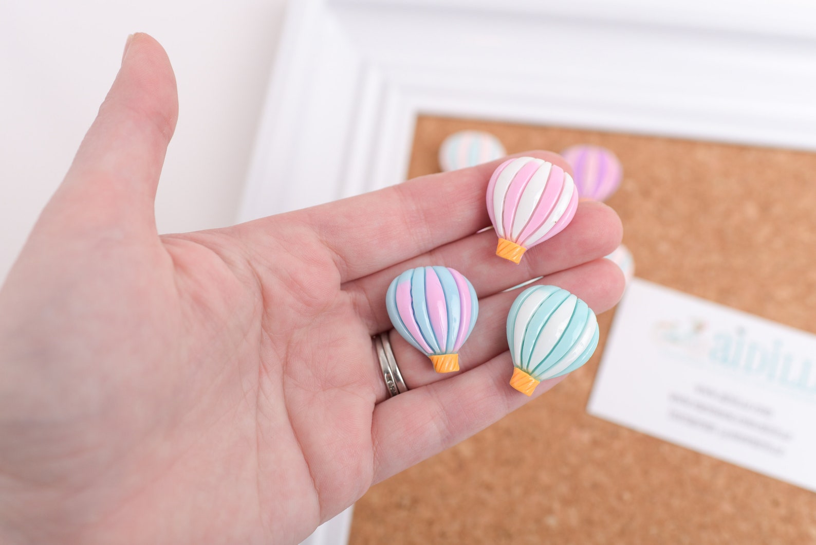 Hot Air Balloon and Clouds Thumb Tacks Set of 10 Resin | Etsy