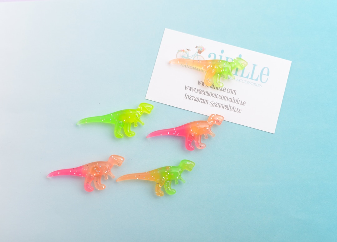 Neon T Rex Dinosaur Magnets, Set of 5 Glitter Resin Dino Locker Magnets ...