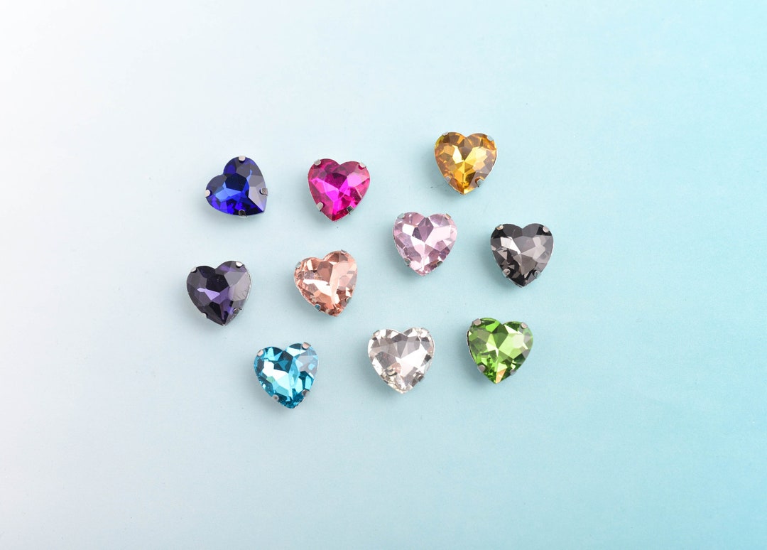 Heart Jewel Magnets or Push Pins: Rhinestone Wedding Decor, Set of 10 ...