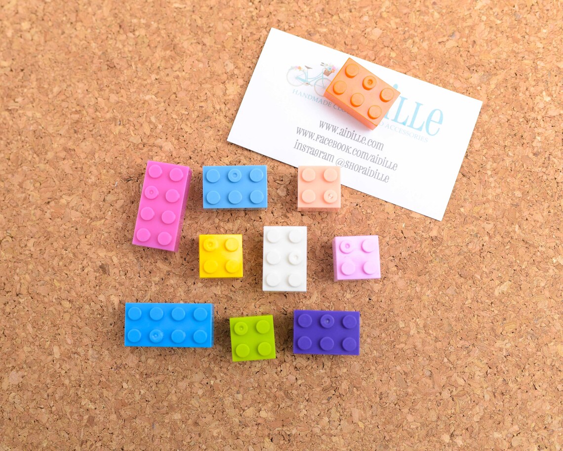 Building Block Push Pins Set of 10 Girls Room Decor - Etsy