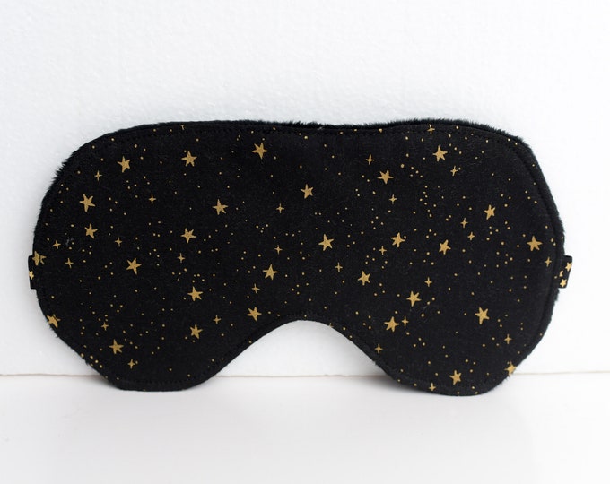 Black and Gold Star Sleep Mask, Womens Sleep Mask, Oversized Sleep Mask ...