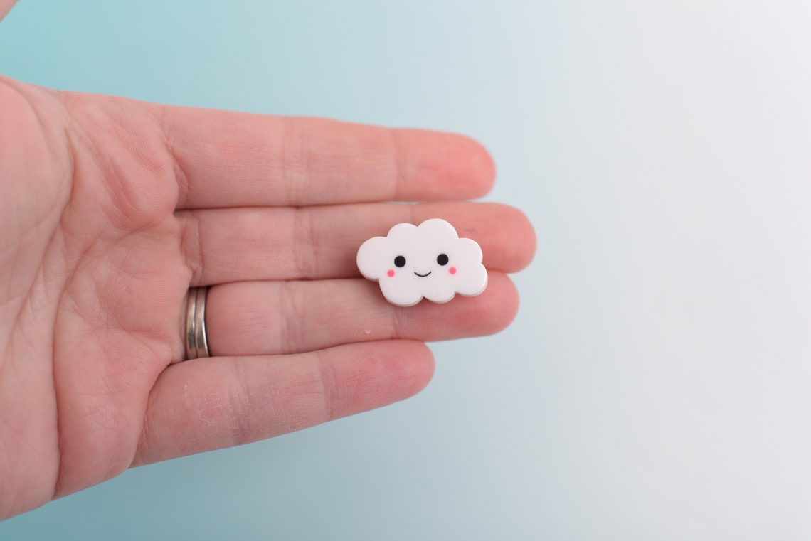 Kawaii Cloud Pin Resin Lapel Pin with Butterfly Clasp Happy | Etsy