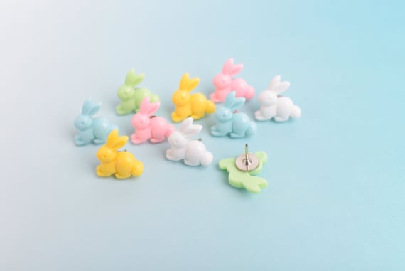 Pastel Spring Rabbit Push Pin Set of 10 Resin Easter Bunny - Etsy