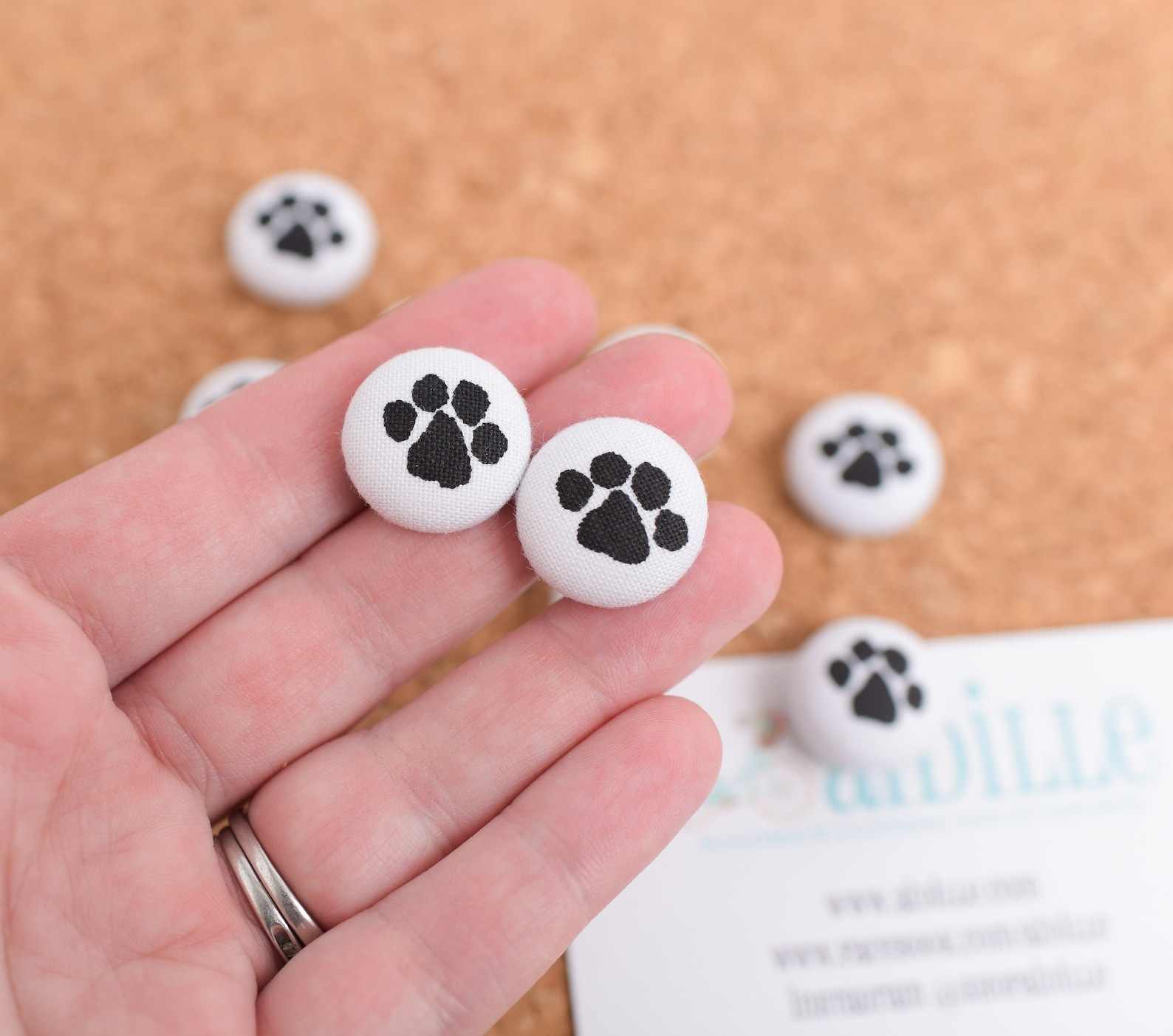 Paw Print Push Pins Dog Fabric Button Thumb Tacks Set of 10 - Etsy