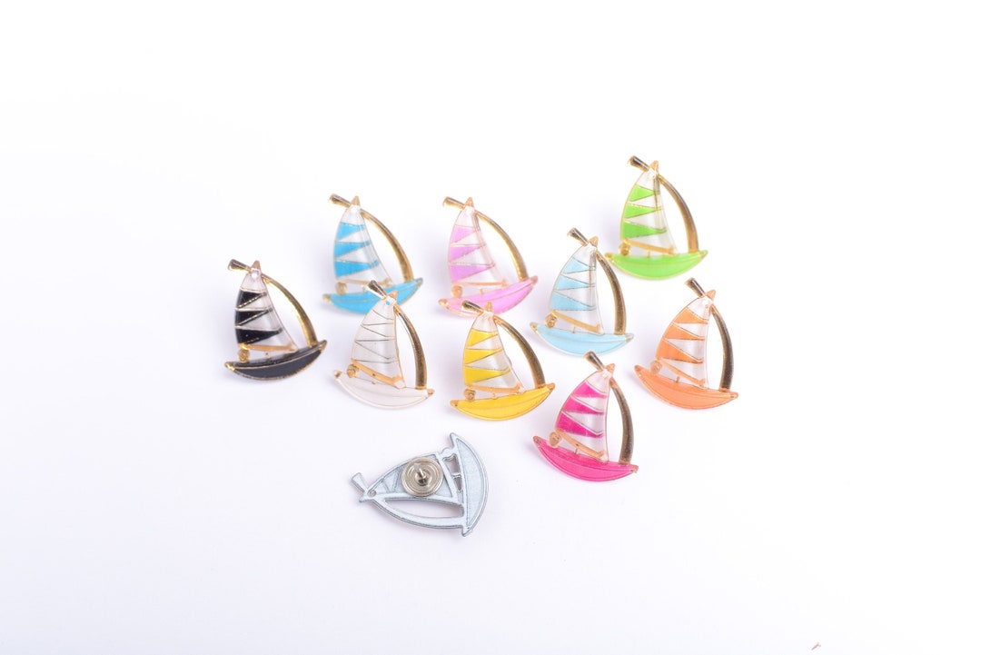 Sailboat Magnets OR Push Pins, Beach Office Decor, Metallic Gold Resin ...