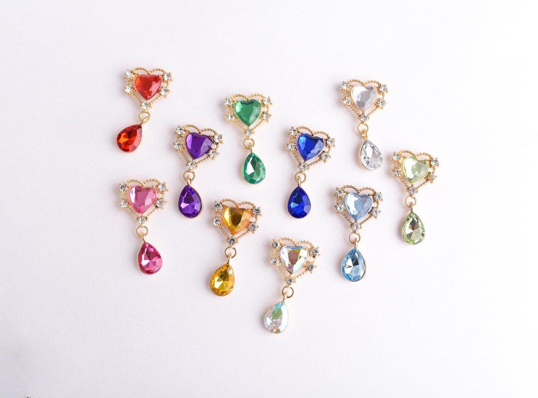 Rhinestone Gem Heart Dangle Magnets: Glam Office Decor, Set of 10 - Etsy