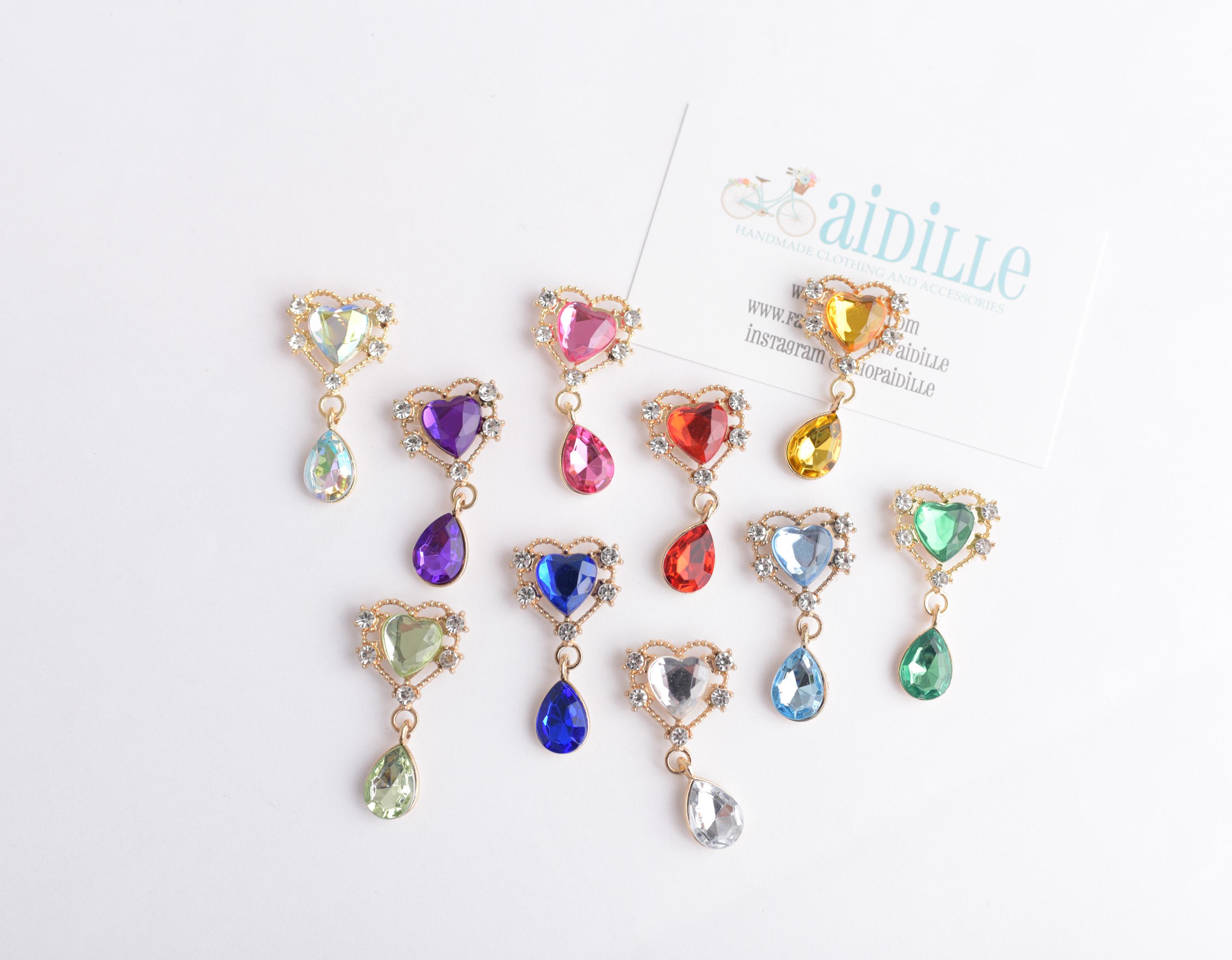 Rhinestone Gem Heart Dangle Magnets: Glam Office Decor, Set of 10 - Etsy