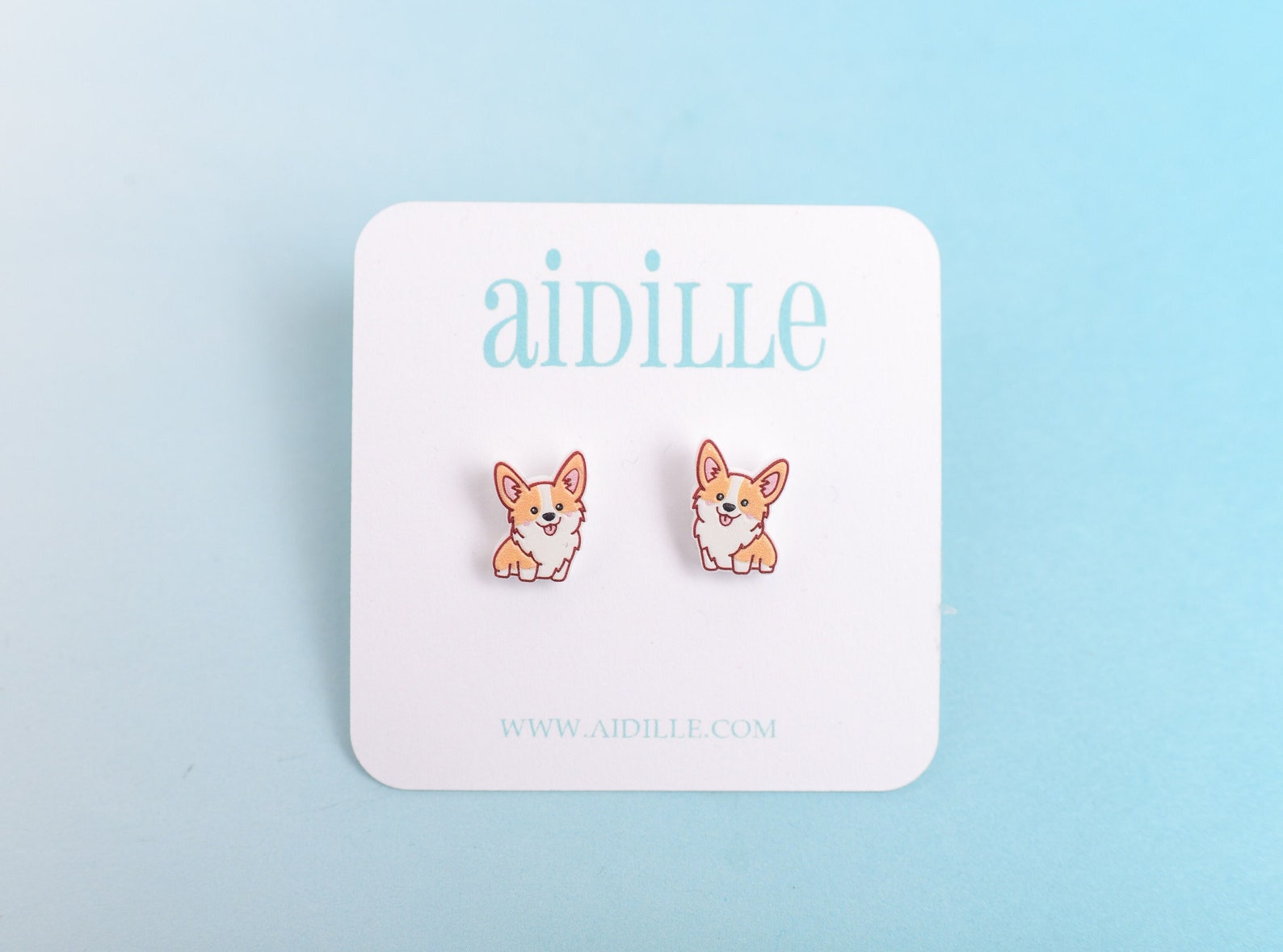 Cute Corgi Earrings Acrylic Dog Titanium Studs - Etsy