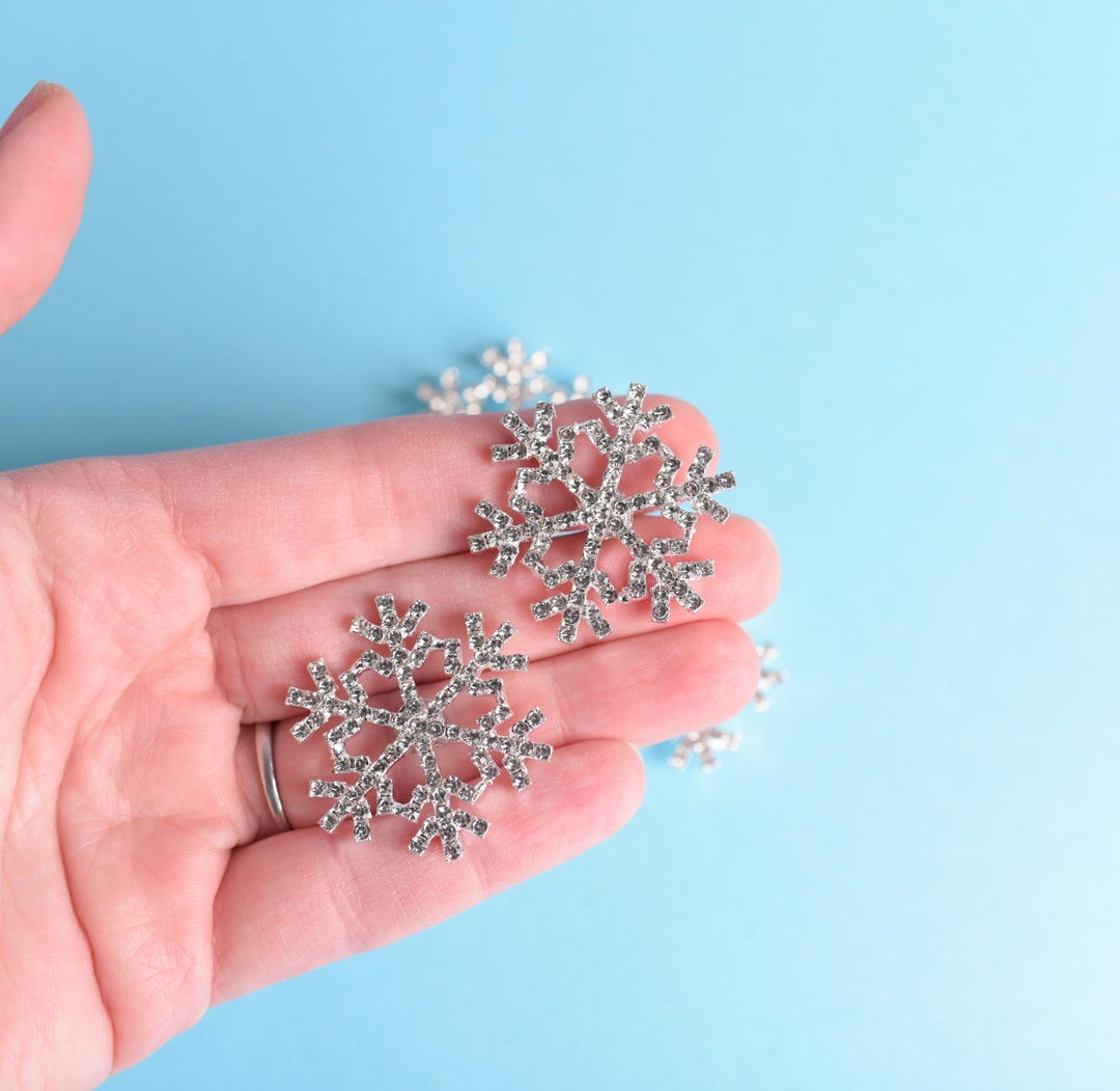 Sparkly Rhinestone Silver Snowflake Magnets, Set of 5 Big Winter ...