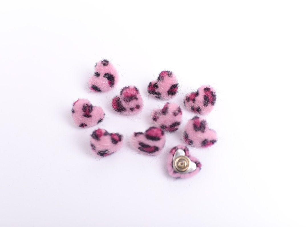 Animal Print Fuzzy Heart Push Pins, Cheetah Leopard Corkboard Pins ...