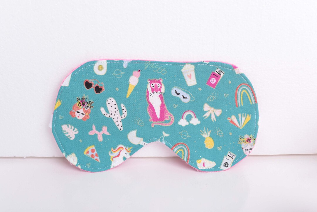 Teen Girl Sleep Mask, Fun Womens Eye Mask, Metallic Gold Accents, Pink ...